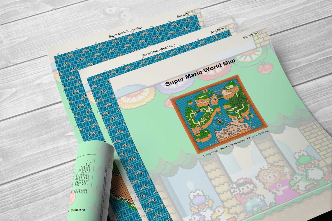 Super Mario World Map Cross Stitch Pattern. PDF Files. INSTANT DOWNLOAD ...