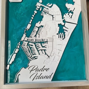 Padre Island Laser Cut Map With Resin Base - Etsy