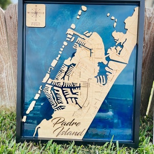 Padre Island Laser Cut Map With Resin Base - Etsy