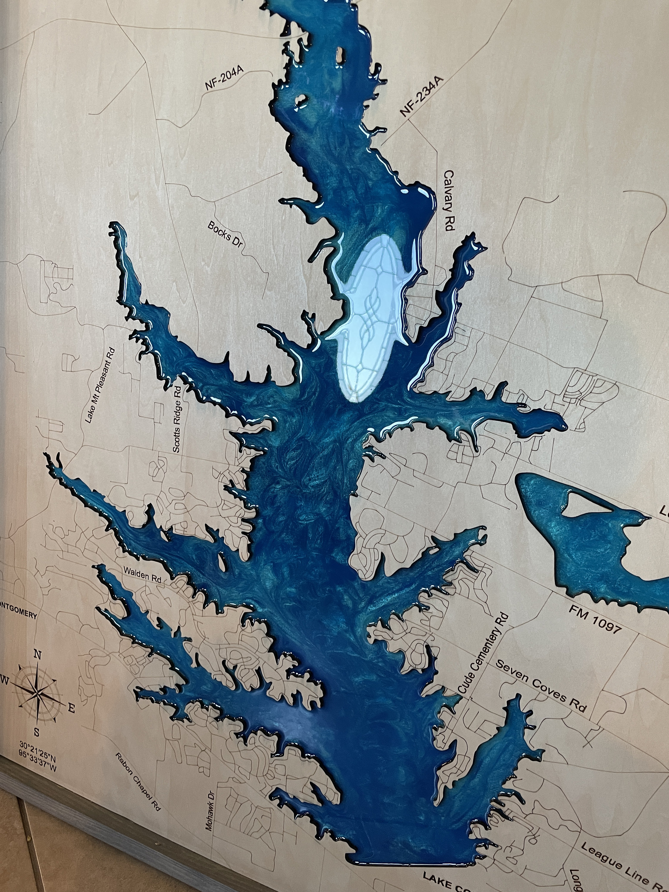 Lake Conroe Resin Map - Etsy