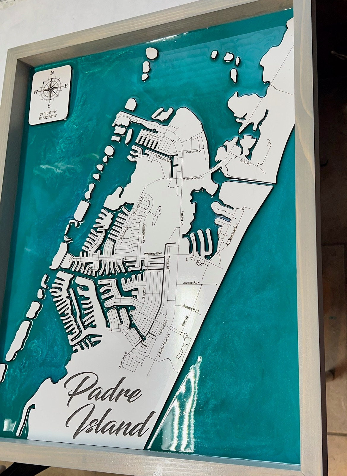 Padre Island Laser Cut Map With Resin Base - Etsy