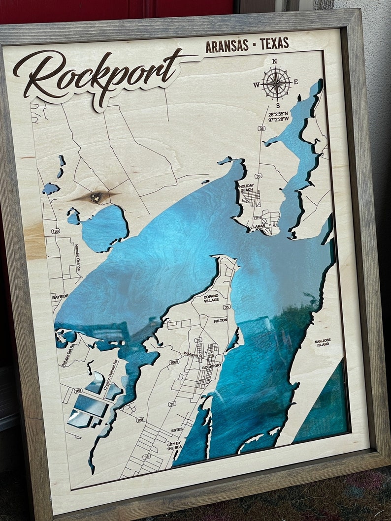 Rockport Texas Resin Map - Etsy
