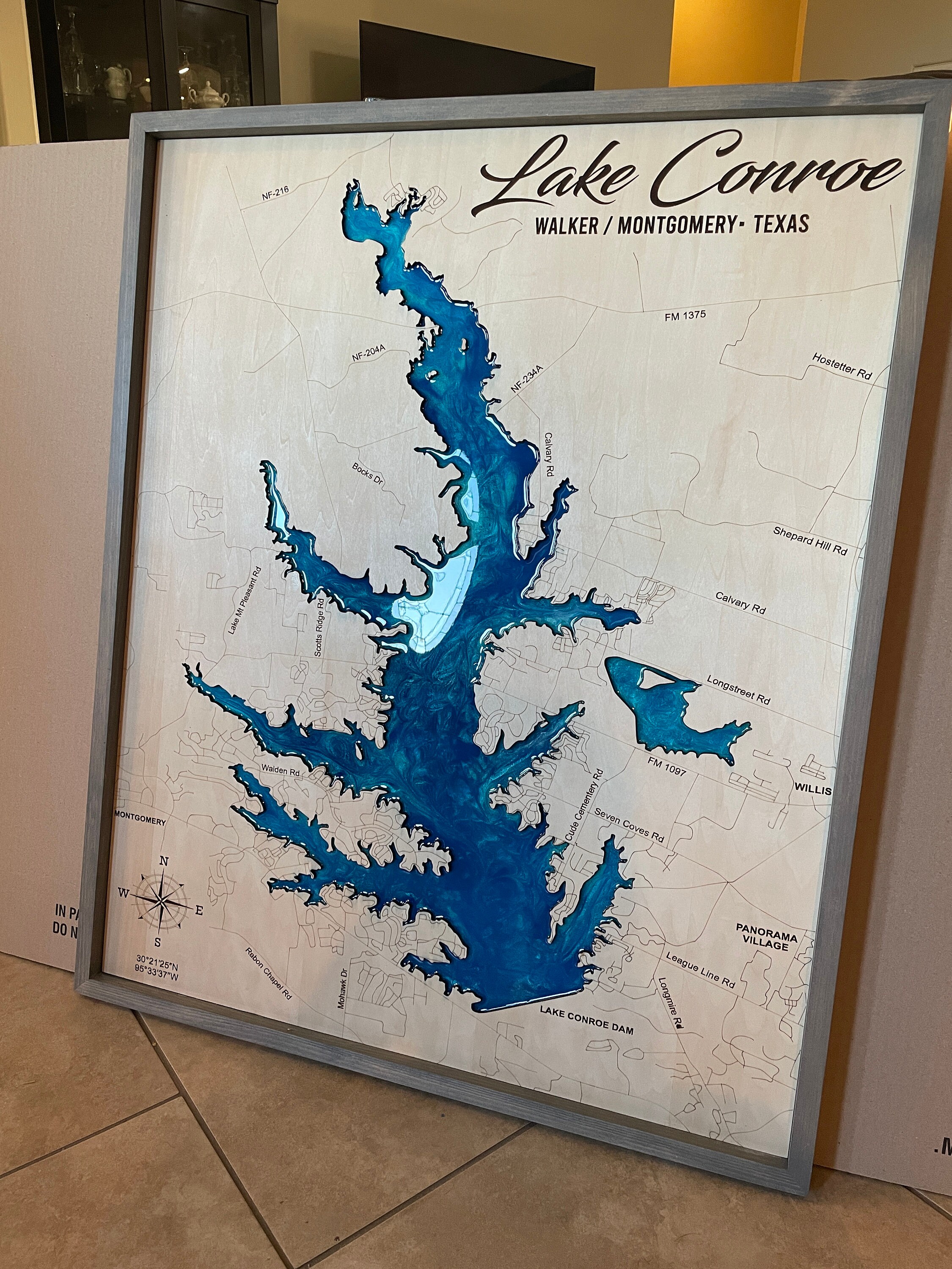 Lake Conroe Resin Map - Etsy