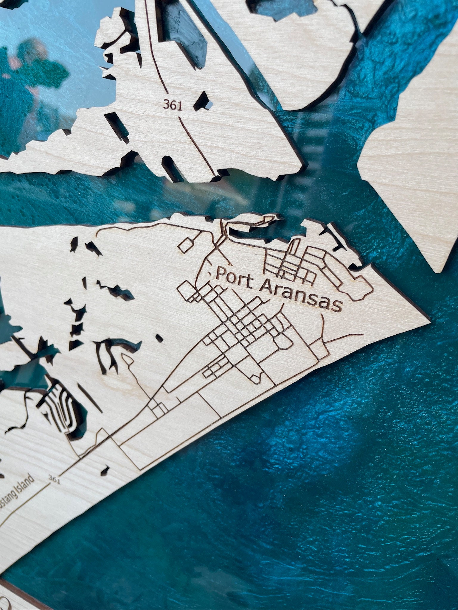 Port Aransas Laser Cut Map With Resin Base - Etsy