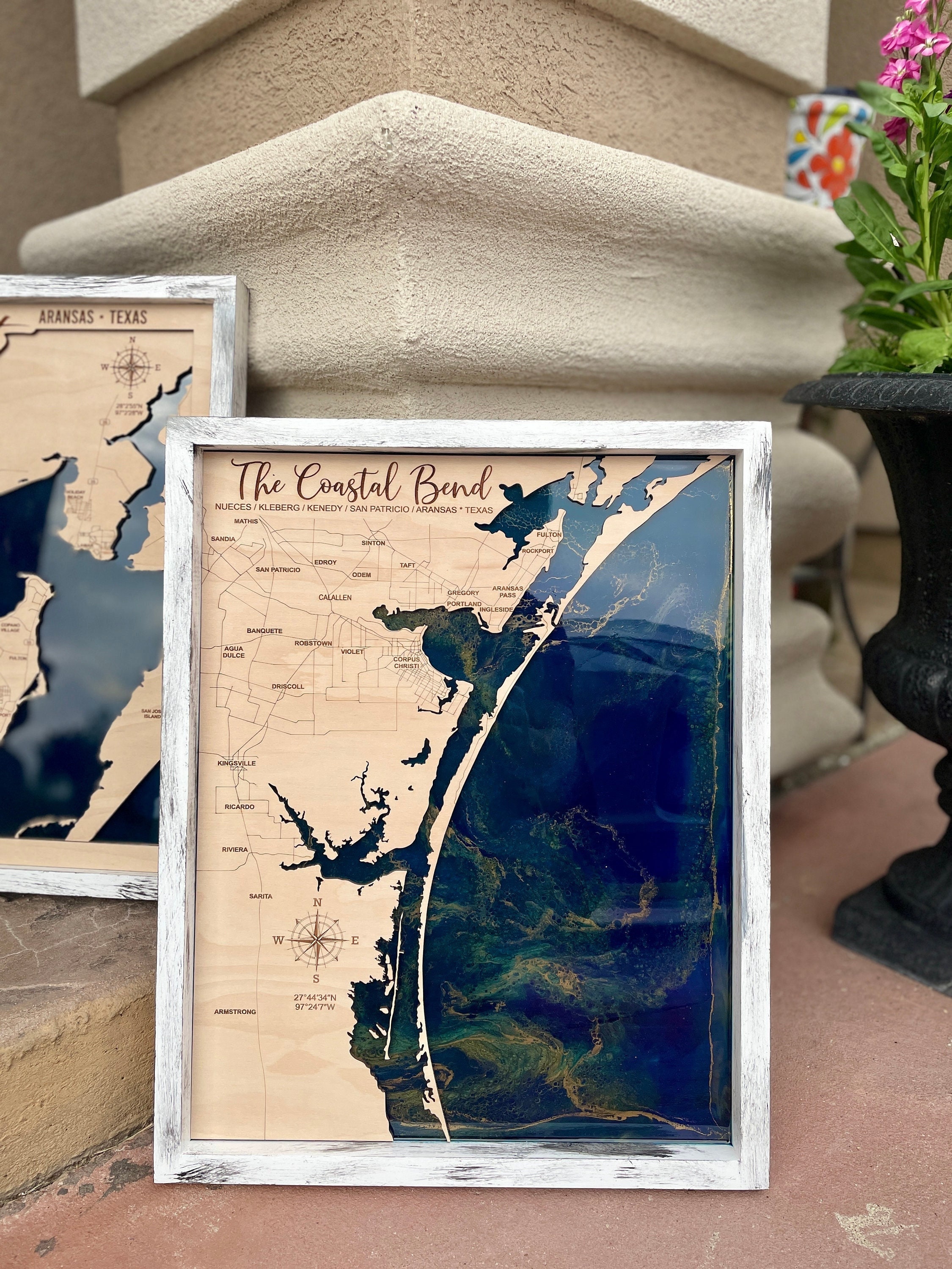 Coastal Bend Map With Resin Base - Etsy