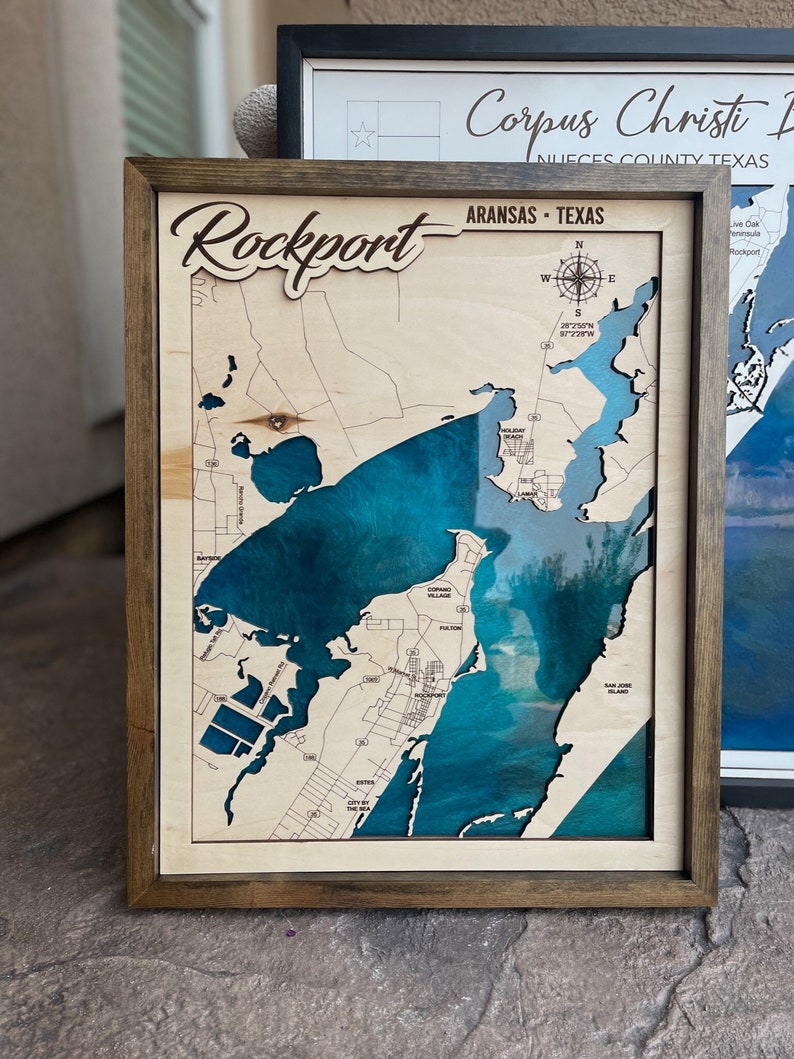 Rockport Texas Resin Map - Etsy