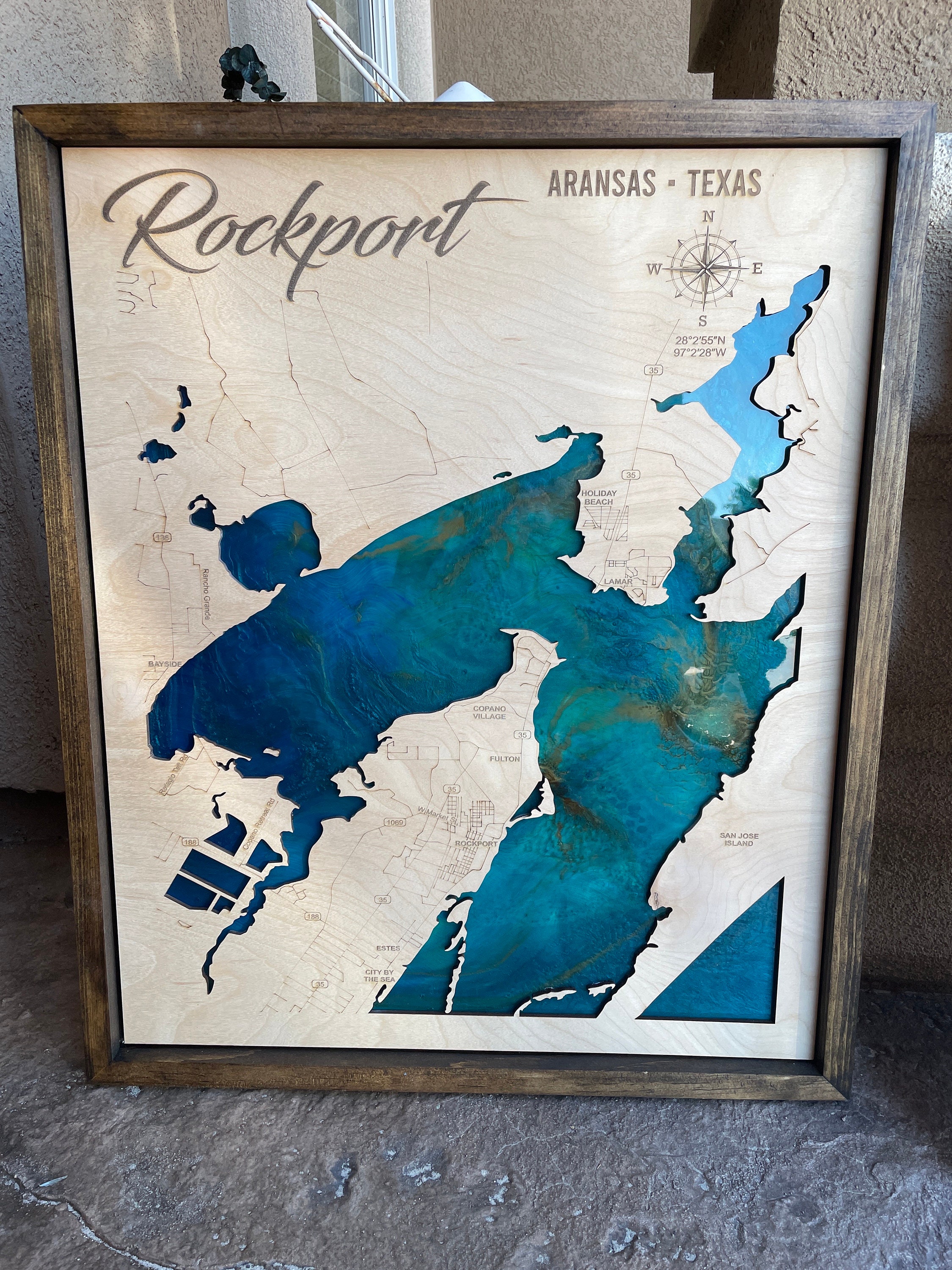 Rockport Texas Resin Map - Etsy