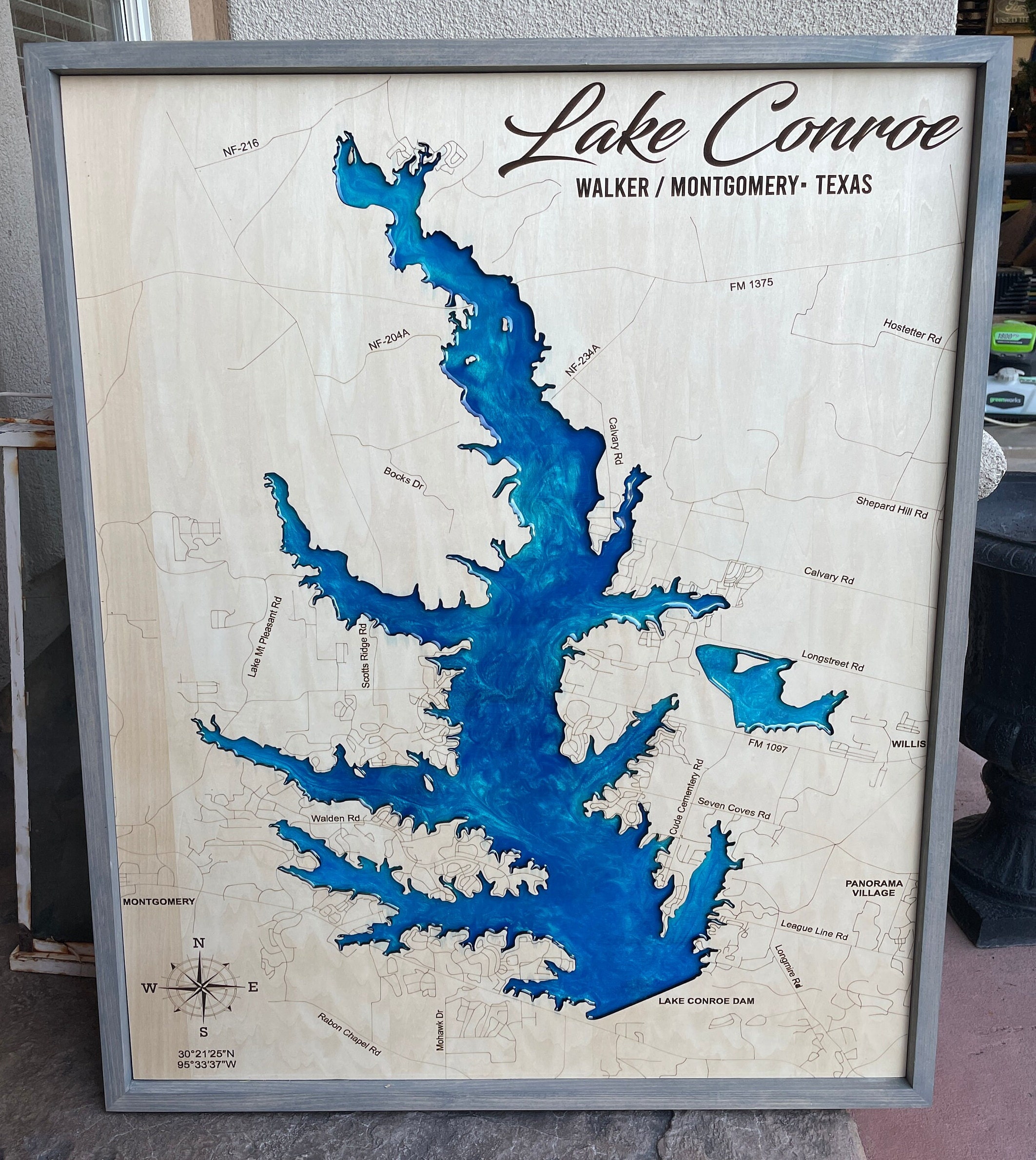 Lake Conroe Resin Map - Etsy