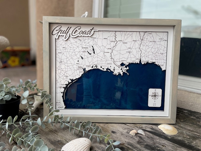 Gulf Coast Laser Cut Map With Resin Base - Etsy