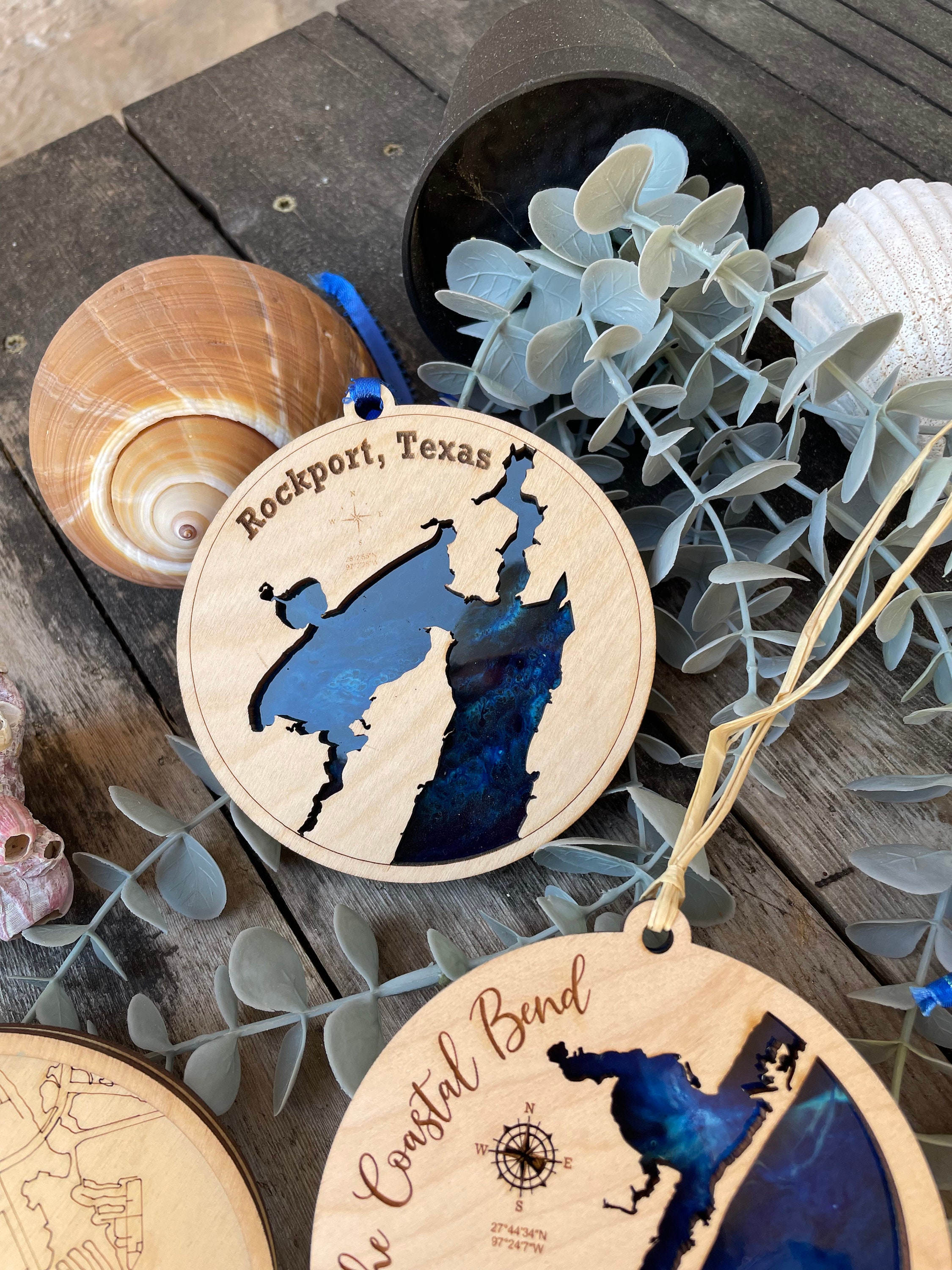 Resin/wood Coastal Map Ornaments - Etsy