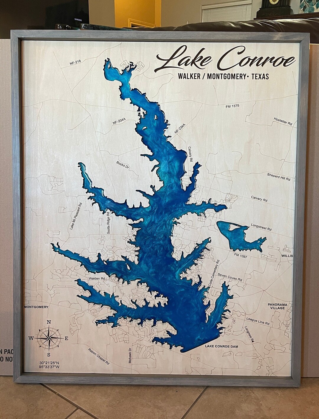 Lake Conroe Resin Map - Etsy