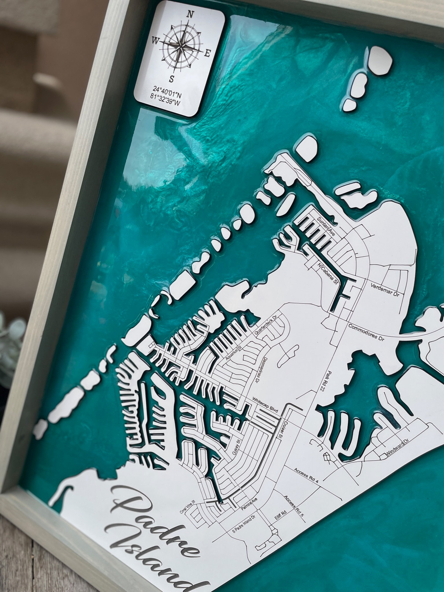 Padre Island Laser Cut Map With Resin Base - Etsy