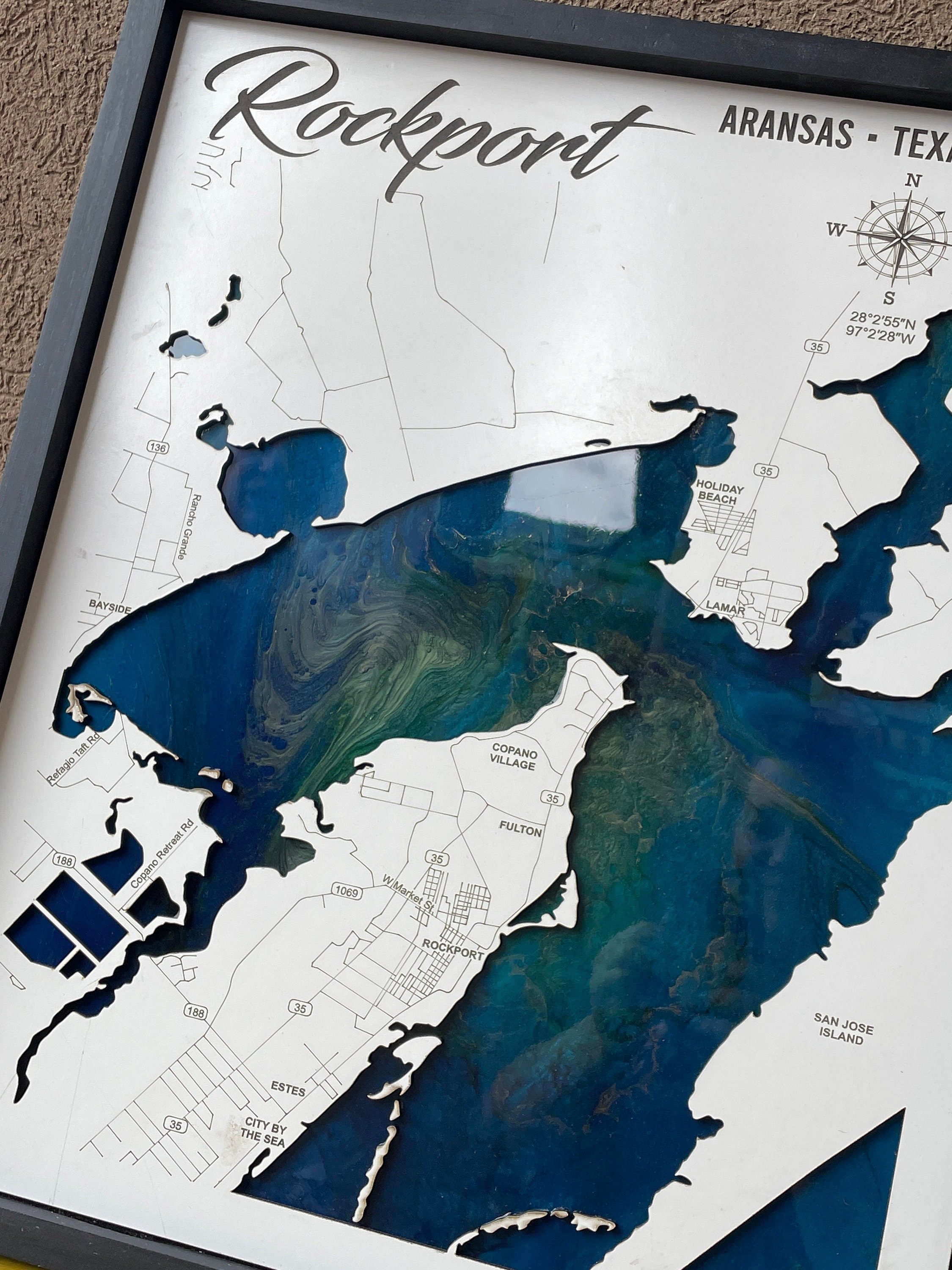 Rockport Texas Resin Map - Etsy