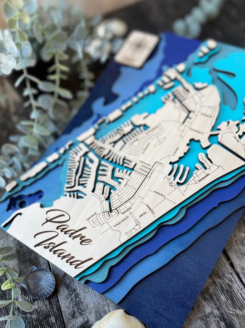 Colored Wood Padre Island Laser-cut Map - Etsy