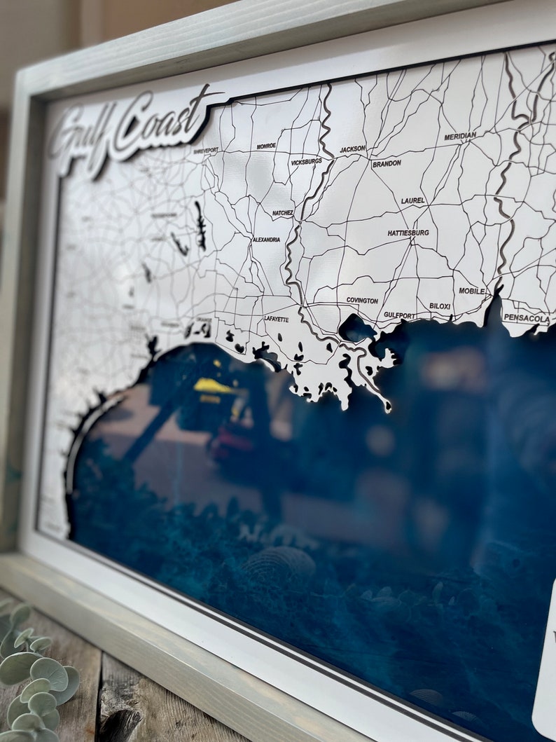 Gulf Coast Laser Cut Map With Resin Base - Etsy