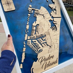 Padre Island Laser Cut Map With Resin Base - Etsy