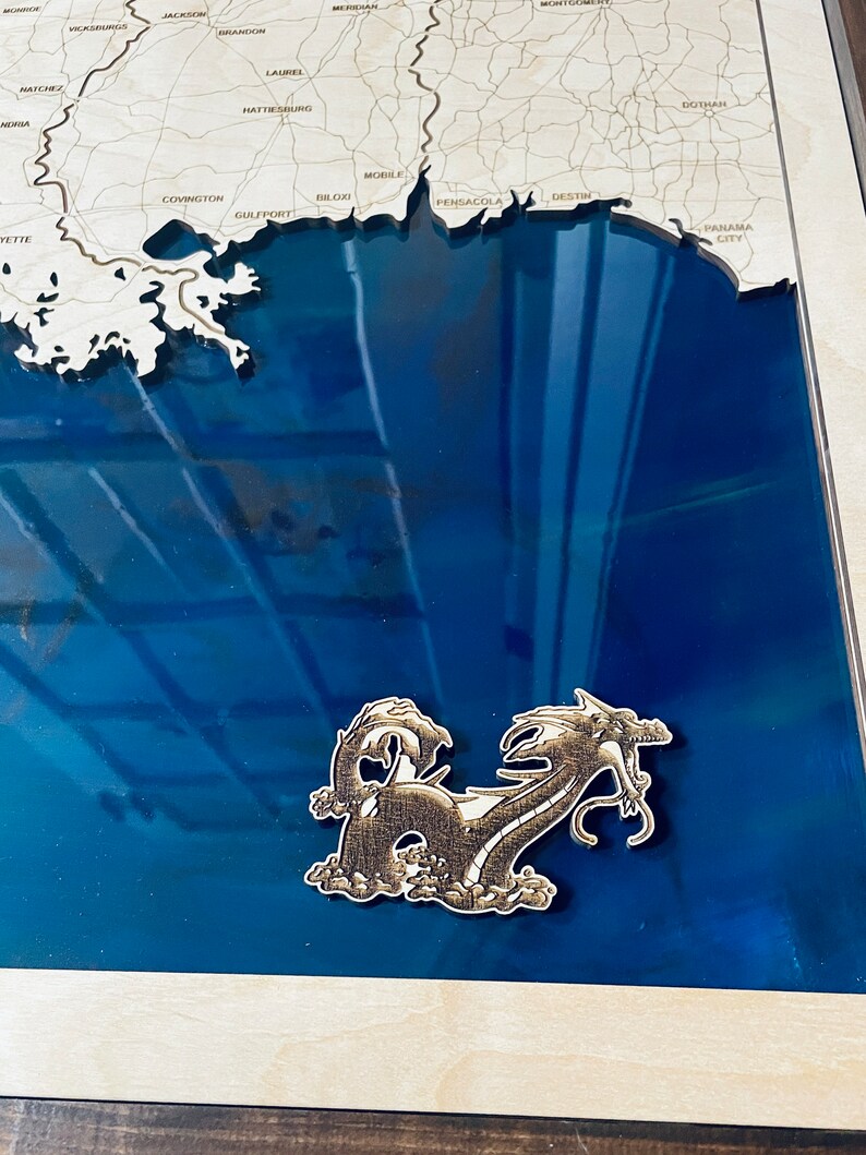 Gulf Coast Laser Cut Map With Resin Base - Etsy