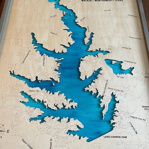 Lake Conroe Resin Map - Etsy