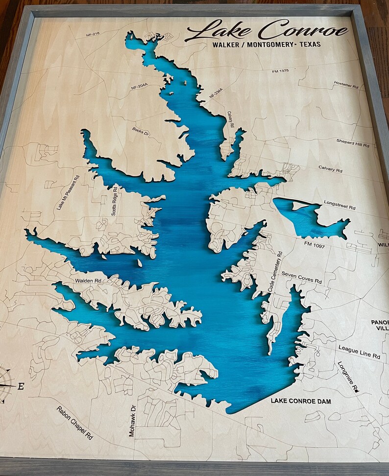 Lake Conroe Resin Map - Etsy