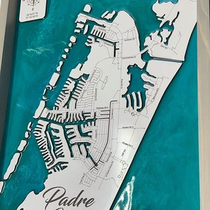 Padre Island Laser Cut Map With Resin Base - Etsy