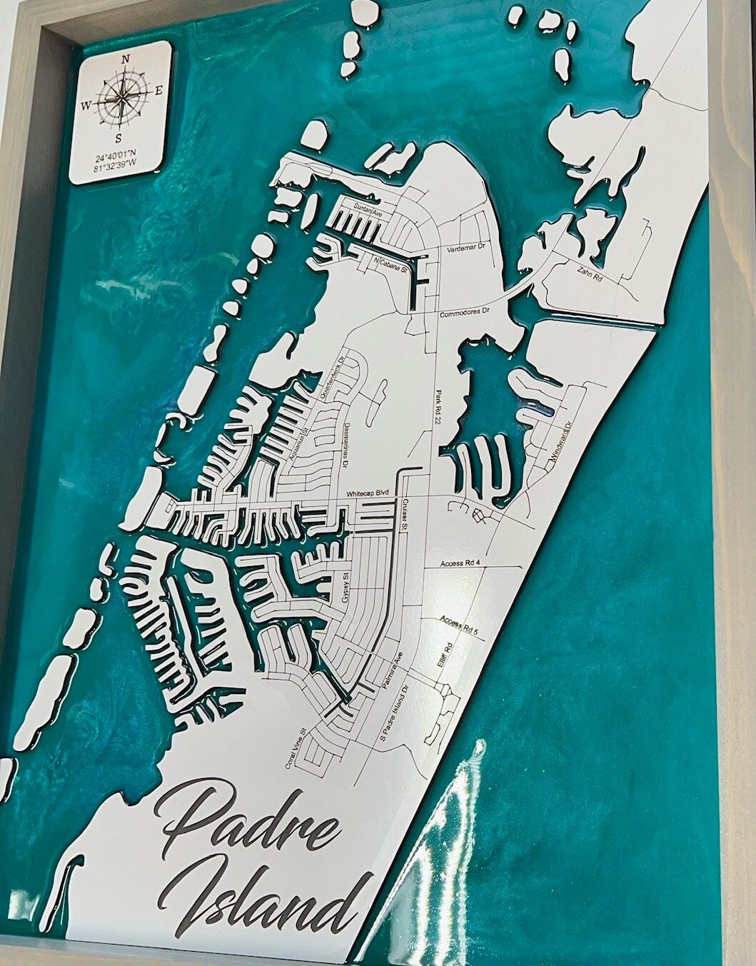 Padre Island Laser Cut Map With Resin Base - Etsy