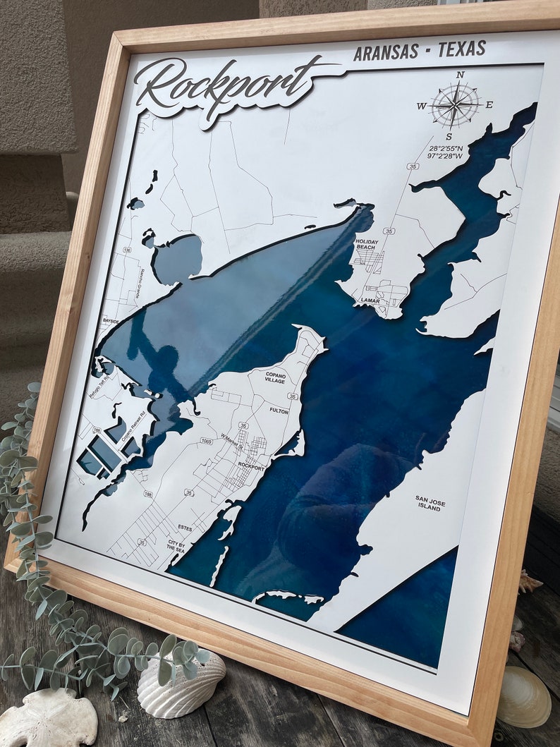 Rockport Texas Resin Map - Etsy