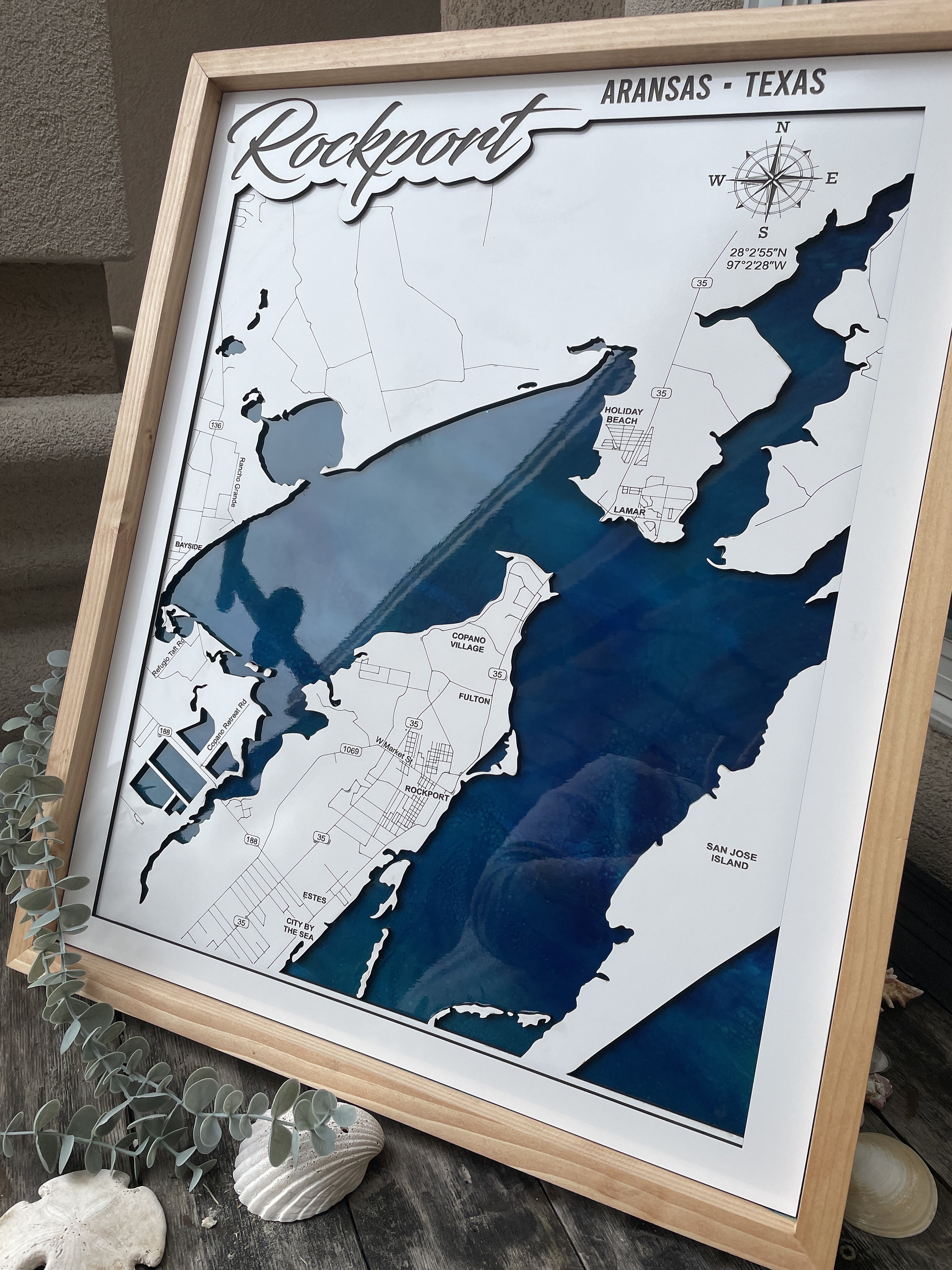 Rockport Texas Resin Map - Etsy