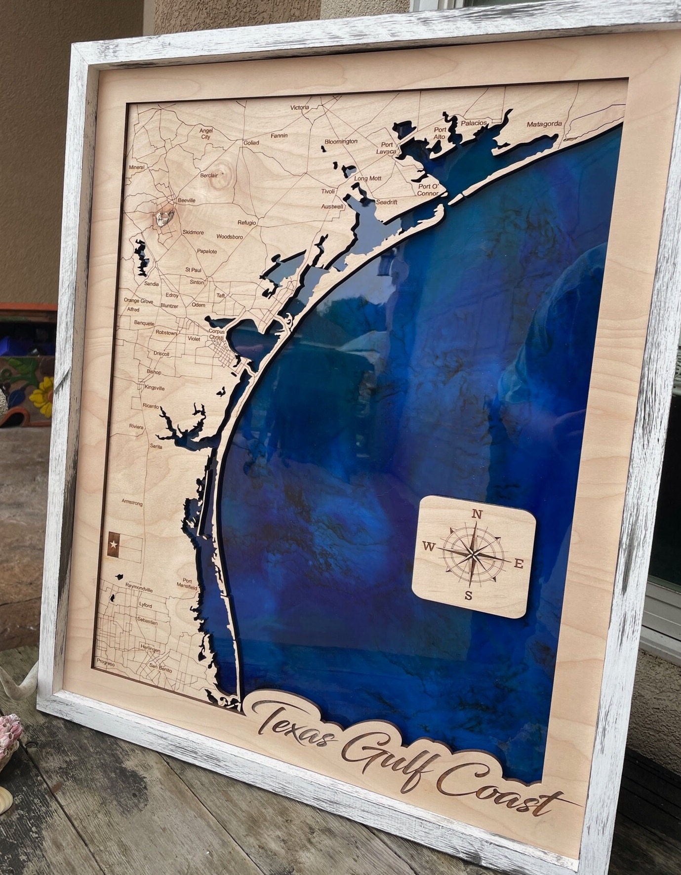 Texas Gulf Coast Resin Laser Cut Map - Etsy
