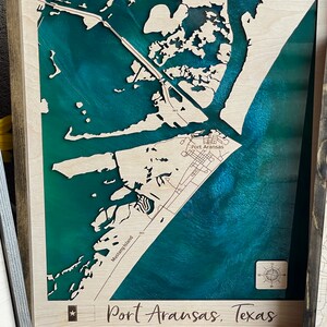 Port Aransas Laser Cut Map With Resin Base - Etsy