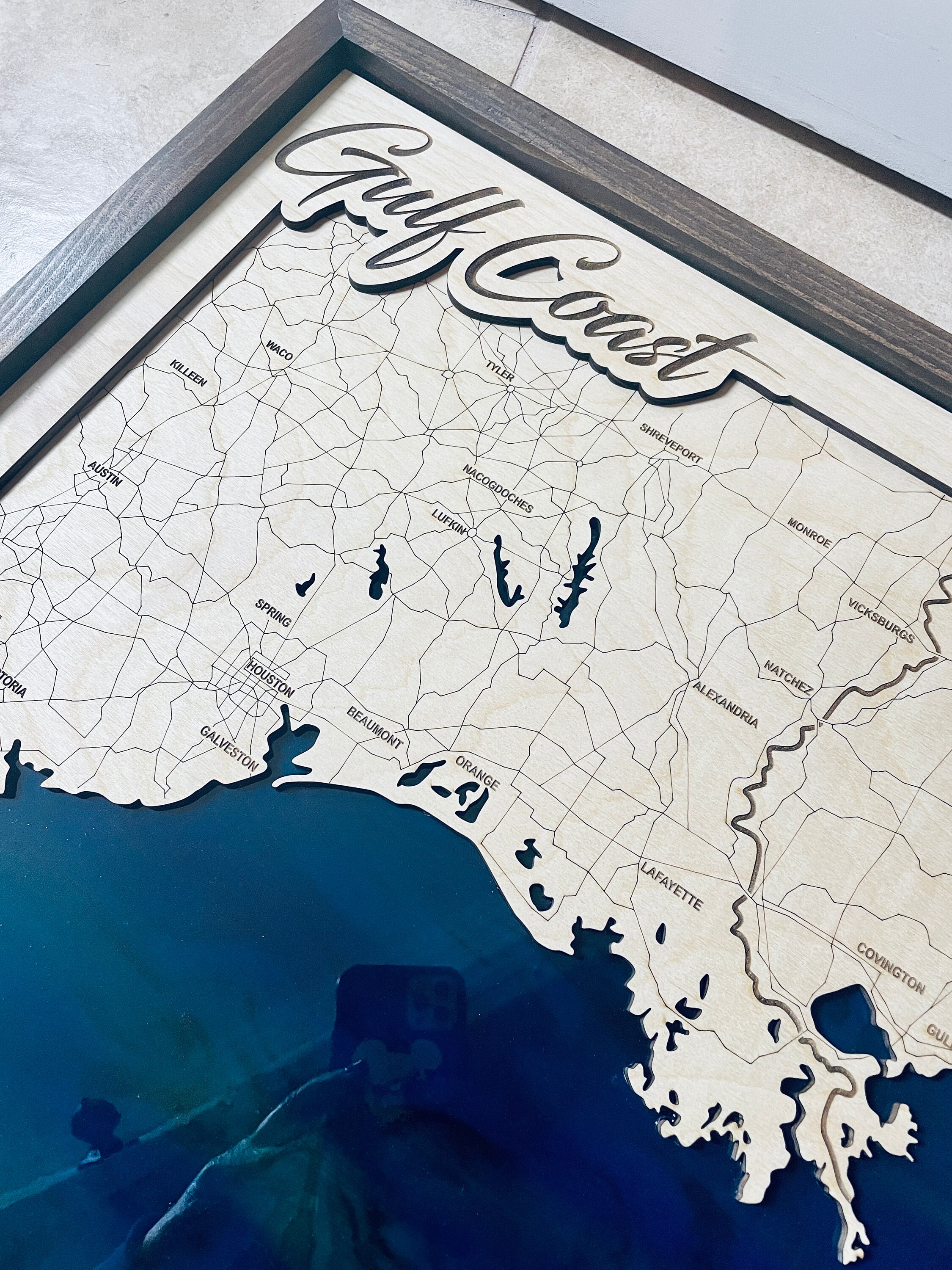 Gulf Coast Laser Cut Map With Resin Base - Etsy