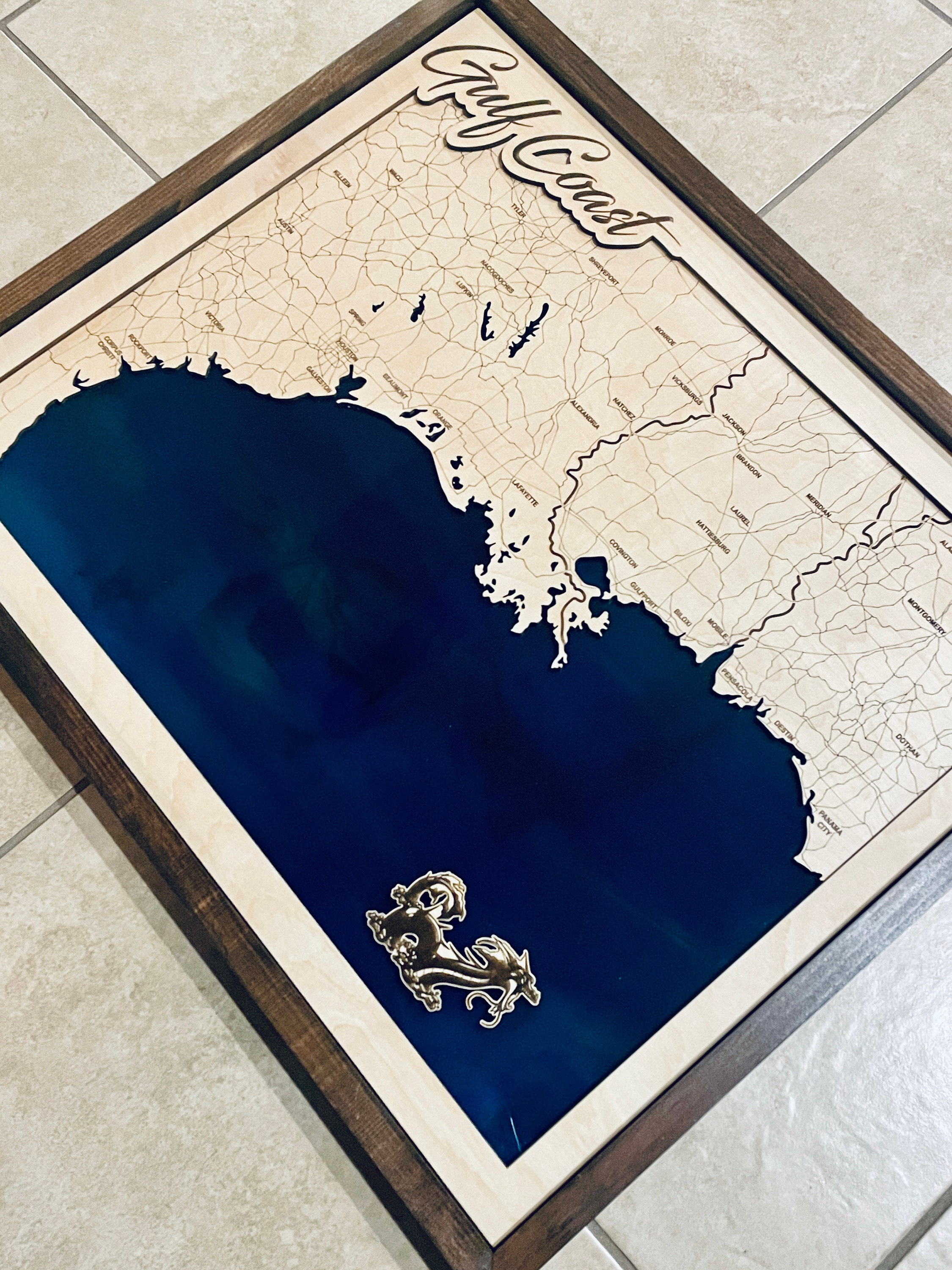 Gulf Coast Laser Cut Map With Resin Base - Etsy