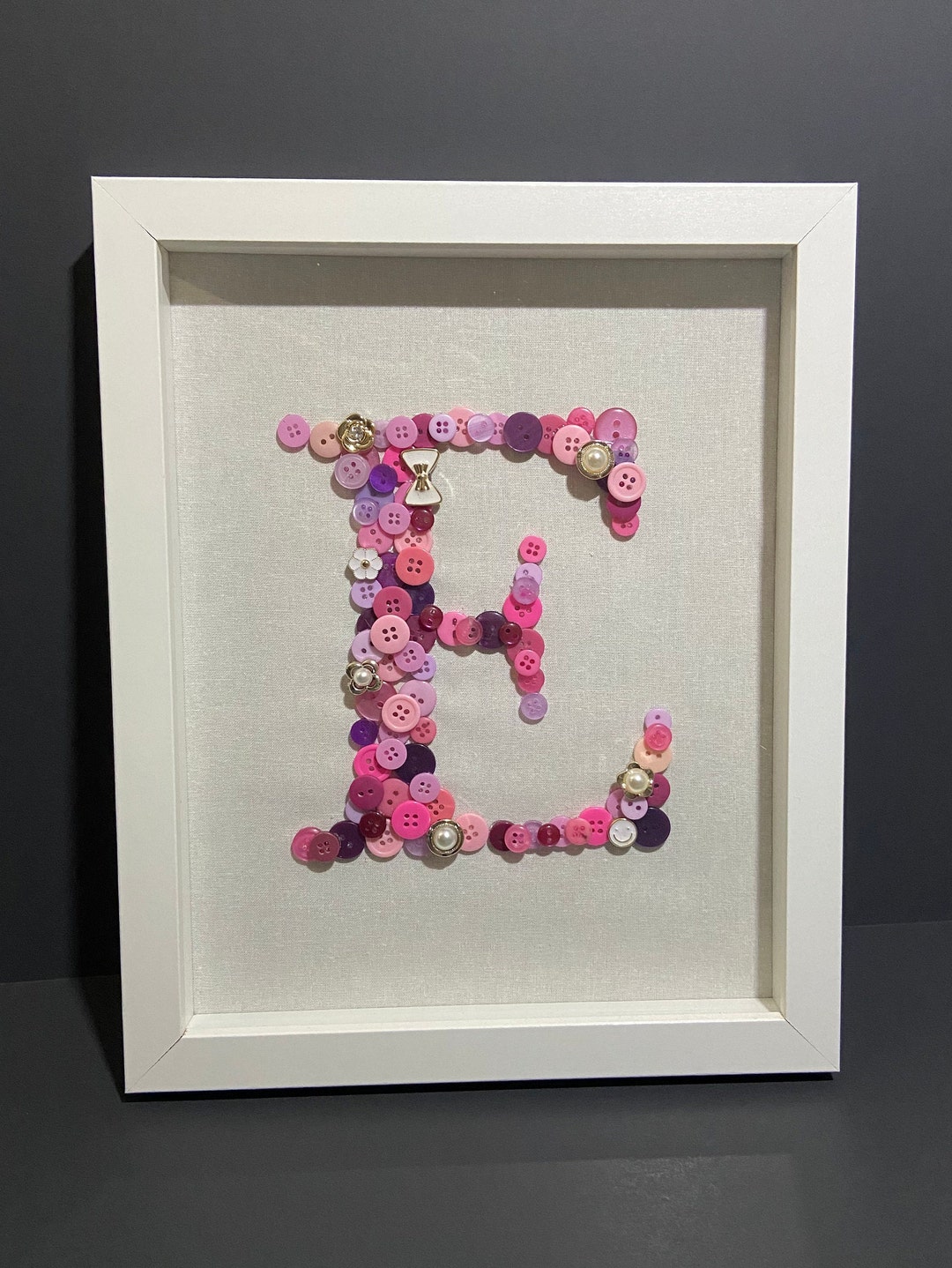 Initial Letter Button Art Decor - Etsy