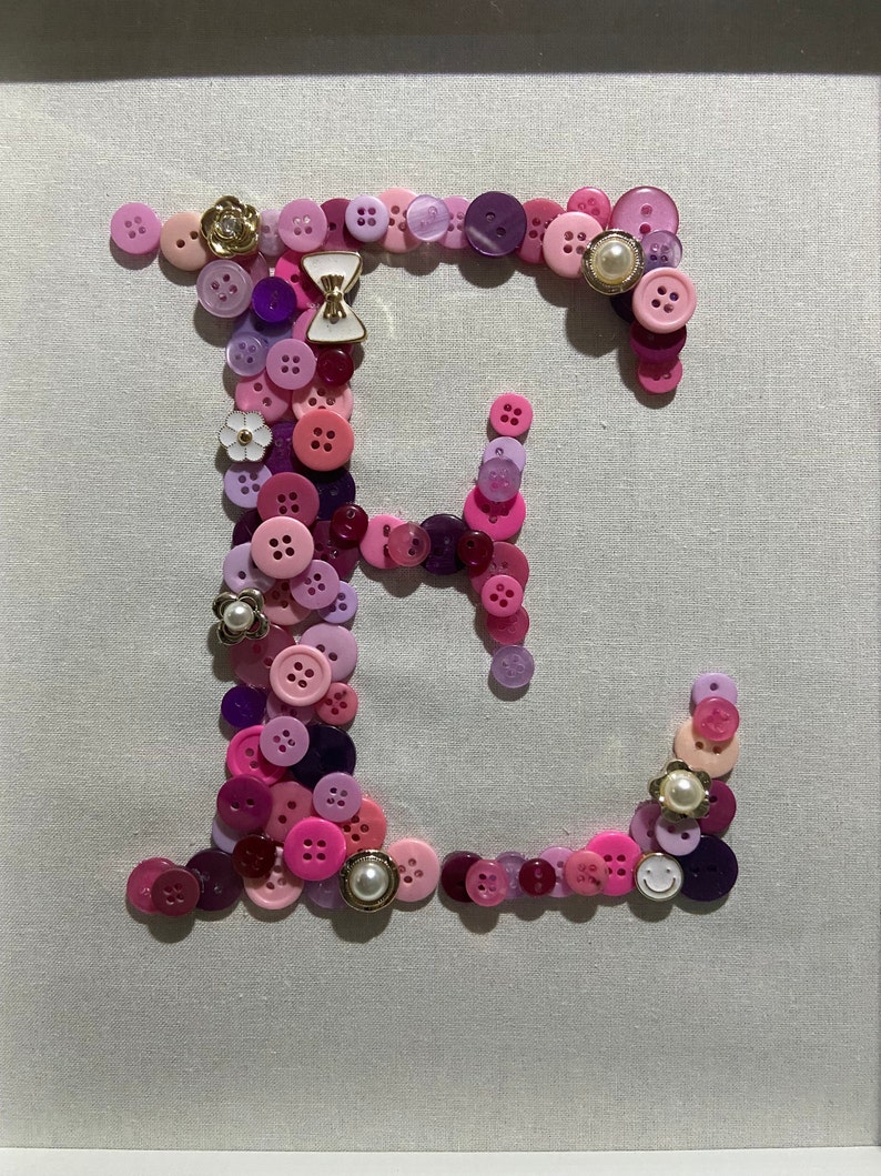 Initial Letter Button Art Decor - Etsy