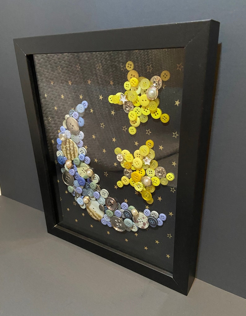 Star and Moon Button Art Decor - Etsy