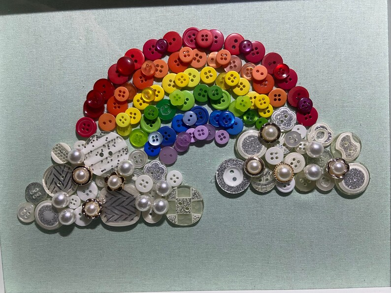Rainbow Button Art Decor - Etsy