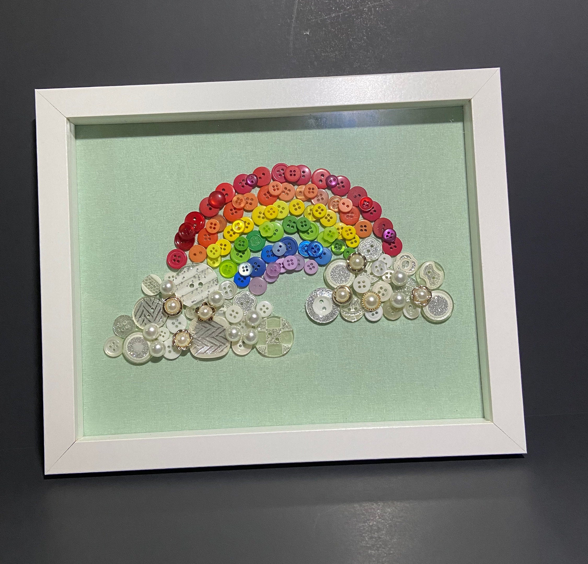 Rainbow Button Art Decor - Etsy