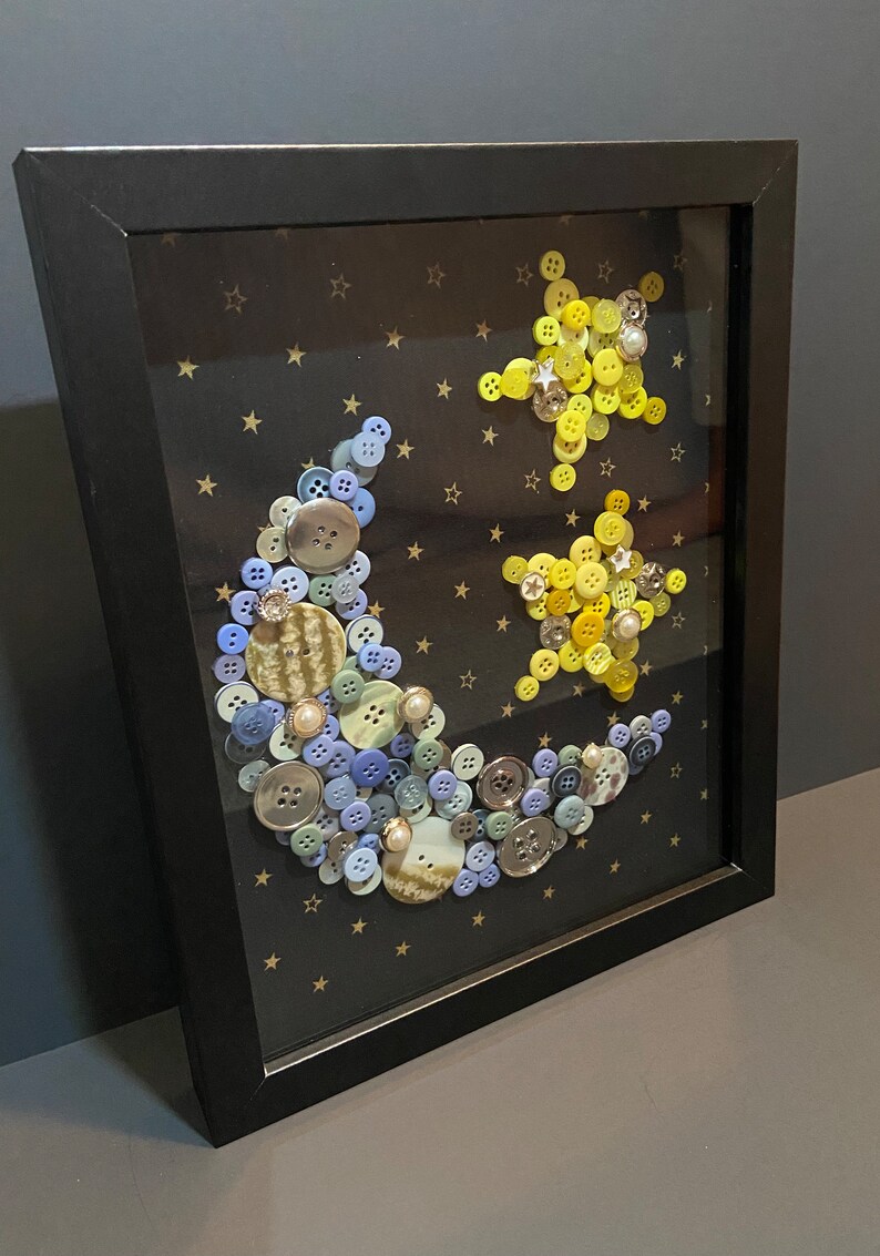 Star and Moon Button Art Decor - Etsy