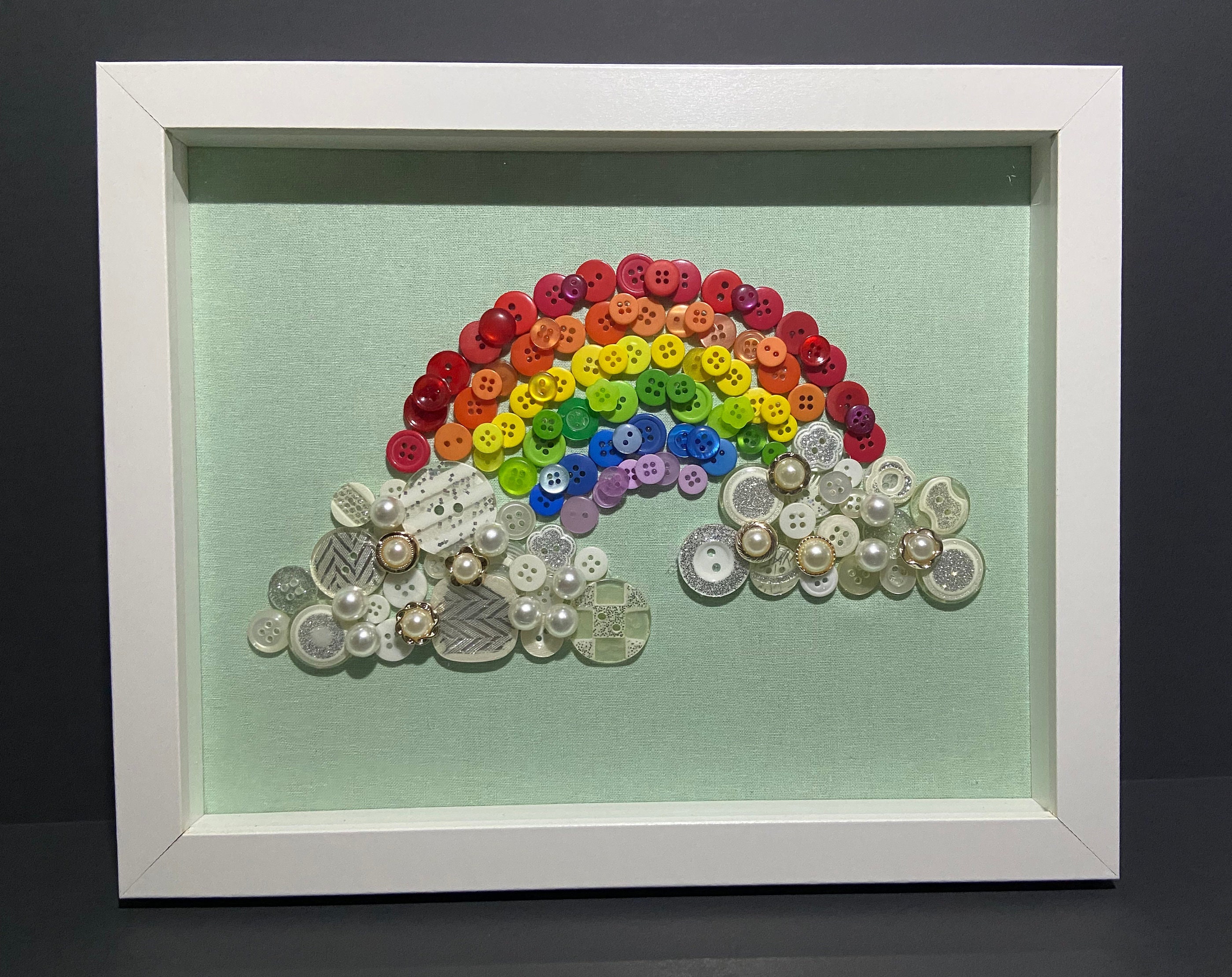 Rainbow Button Art Decor - Etsy