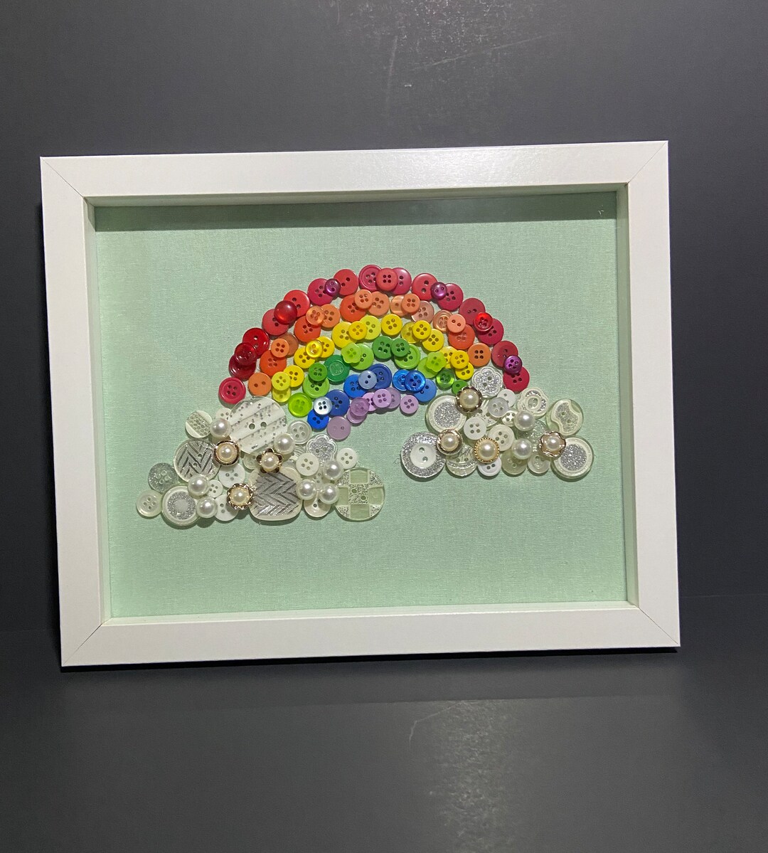 Rainbow Button Art Decor - Etsy