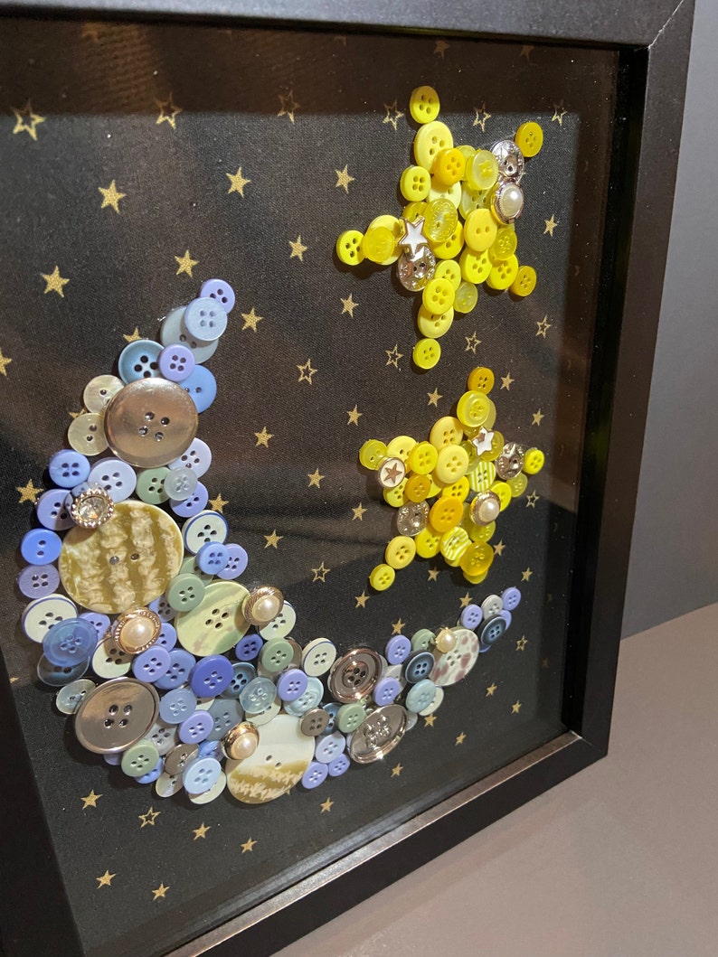 Star and Moon Button Art Decor - Etsy