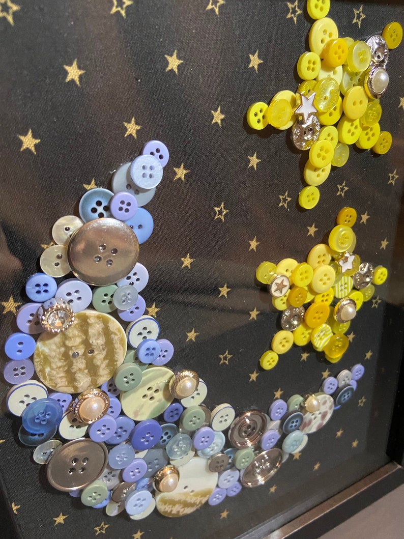 Star and Moon Button Art Decor - Etsy