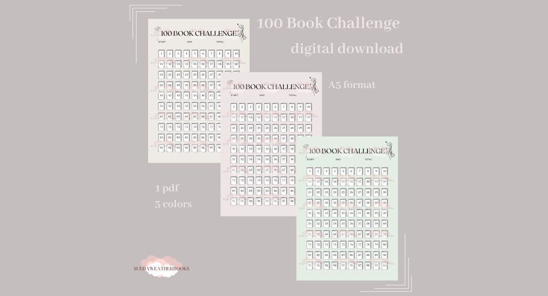 100 Books Challenge for Print - Etsy