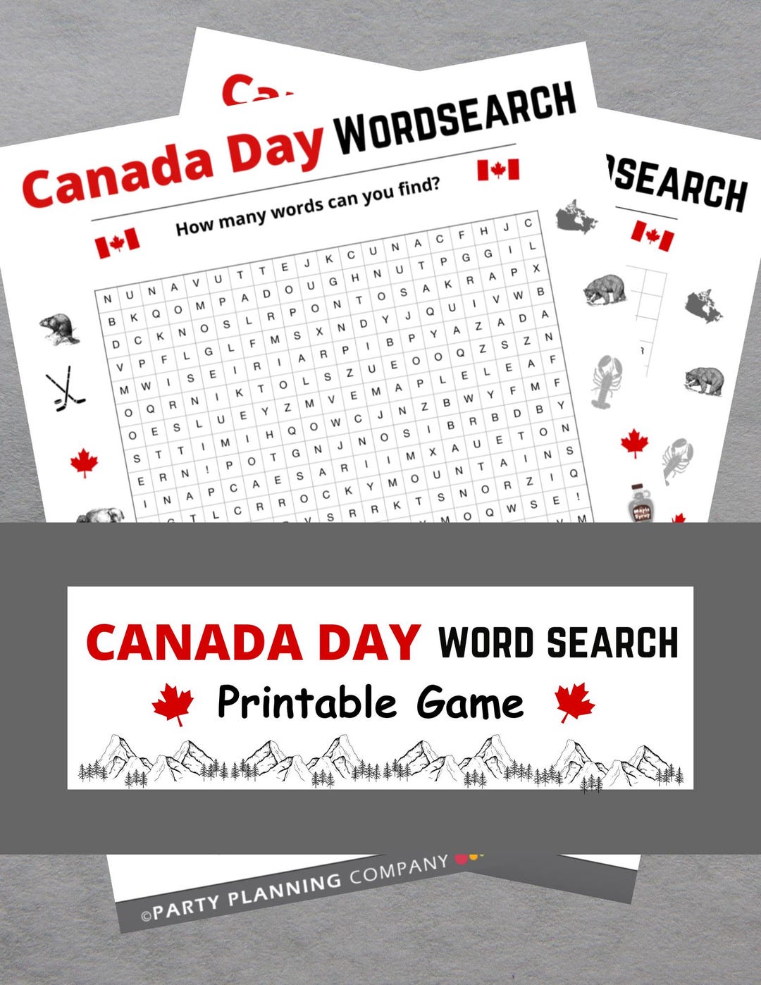 Canada Day Word Search I July Games Ideas I Summer Games I Family ...