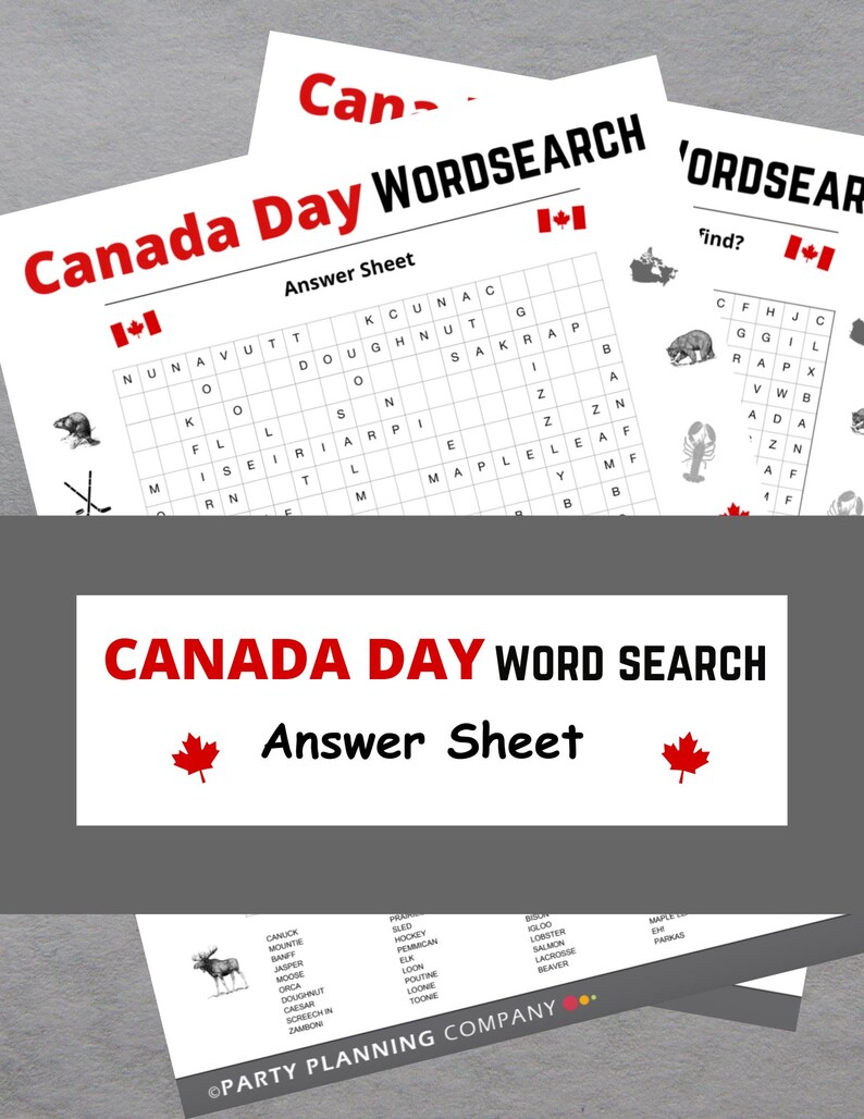 Canada Day Word Search I July Games Ideas I Summer Games I Family ...