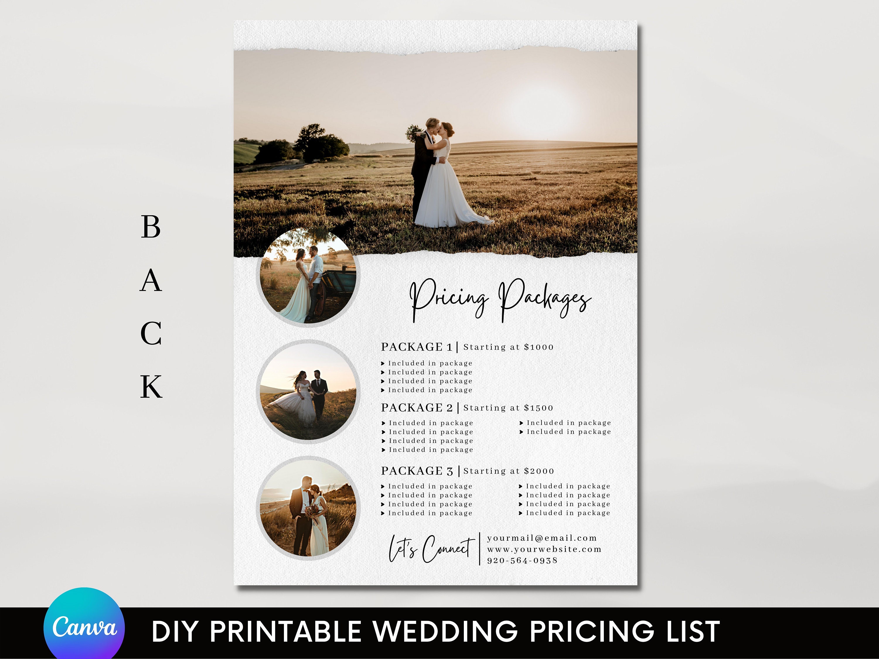 Wedding Photography Price List Template Price Guide Photographer ...