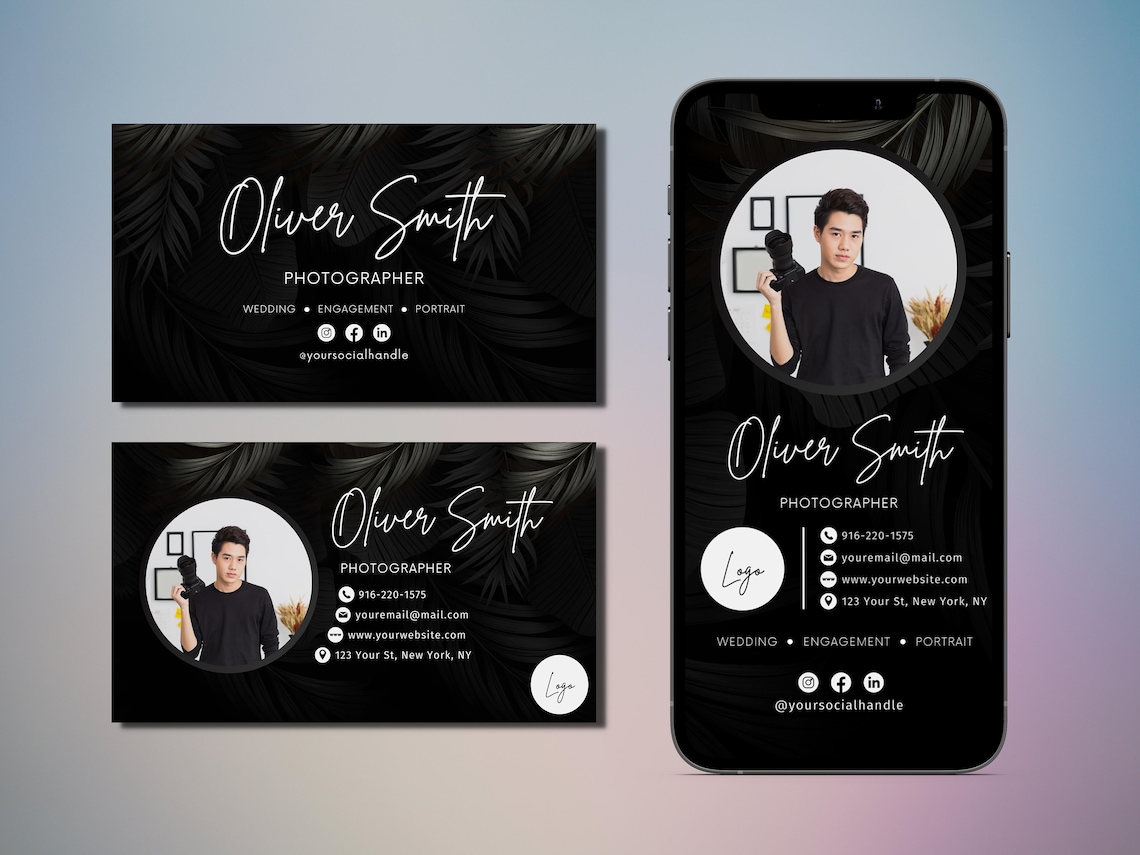 Photographer Business Card Bundle Photography Digital - Etsy