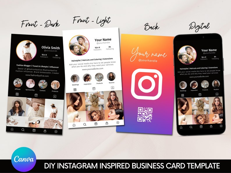 Instagram Business Card Bundle IG Business Card Template - Etsy
