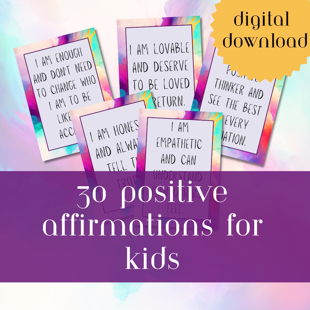 30 Positive Affirmations for Kids | Digital Download - Etsy