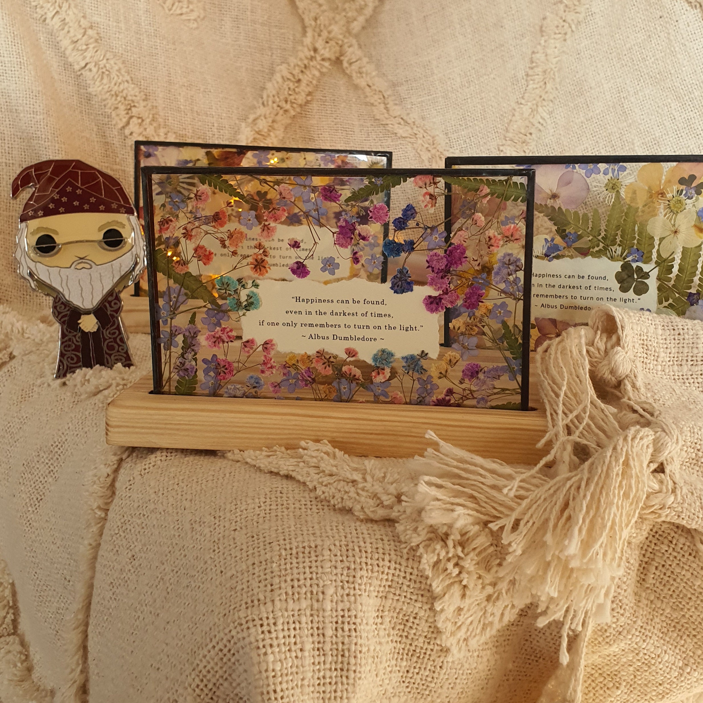 Pressed Flower Frame, Stained Glass Candle Holder, Dumbledore Quote, - Etsy