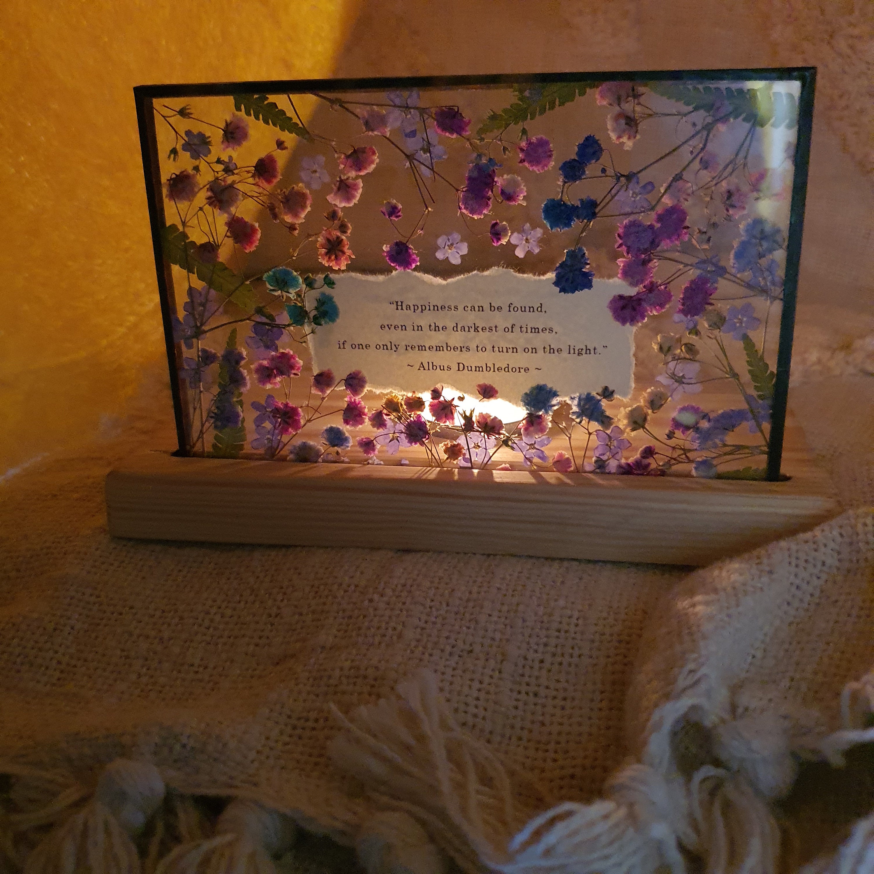 Pressed Flower Frame Stained Glass Candle Holder Dumbledore - Etsy
